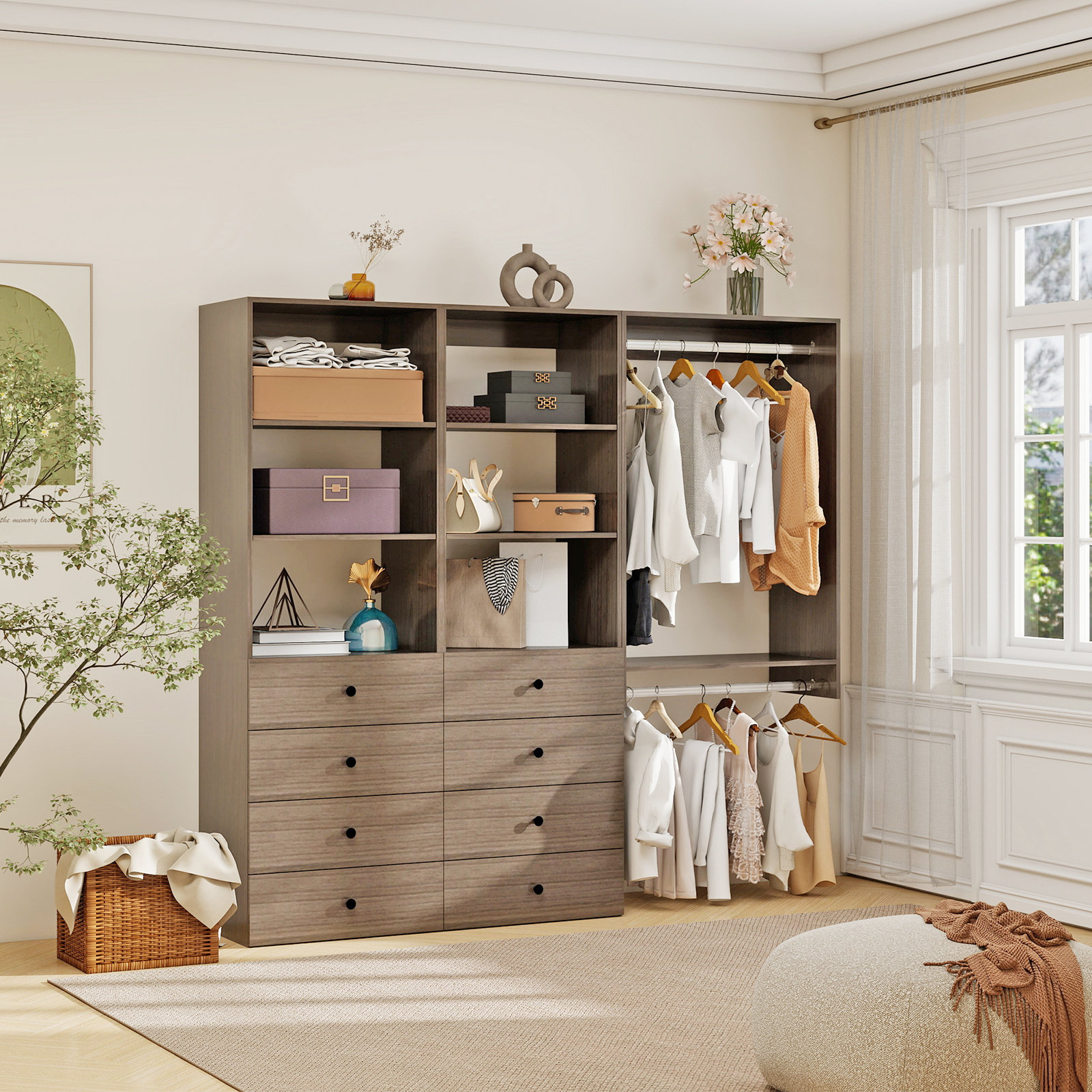 Latitude Run® Modular Walk in Closet Organizer System with 2 rods 6 ...