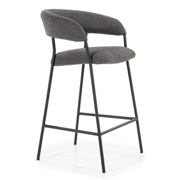 Eleonora Luka Upholstered 34'' Counter Extra Tall Stool with Metal ...