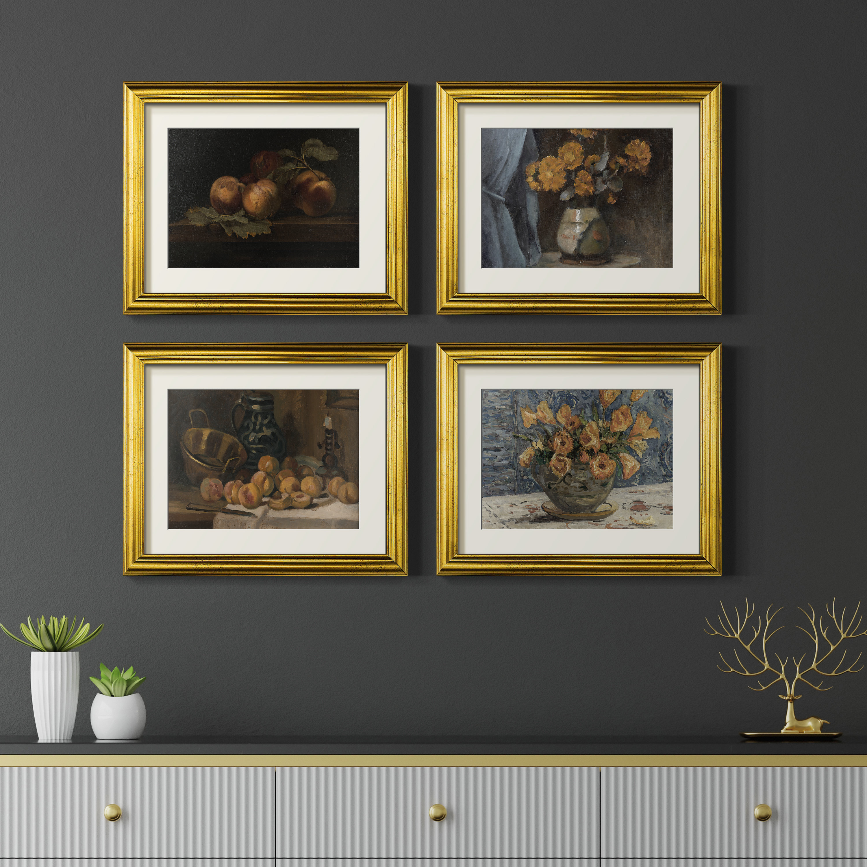 Wexford Home Vintage Floral XVII -4 Piece Set of Framed Prints | Wayfair