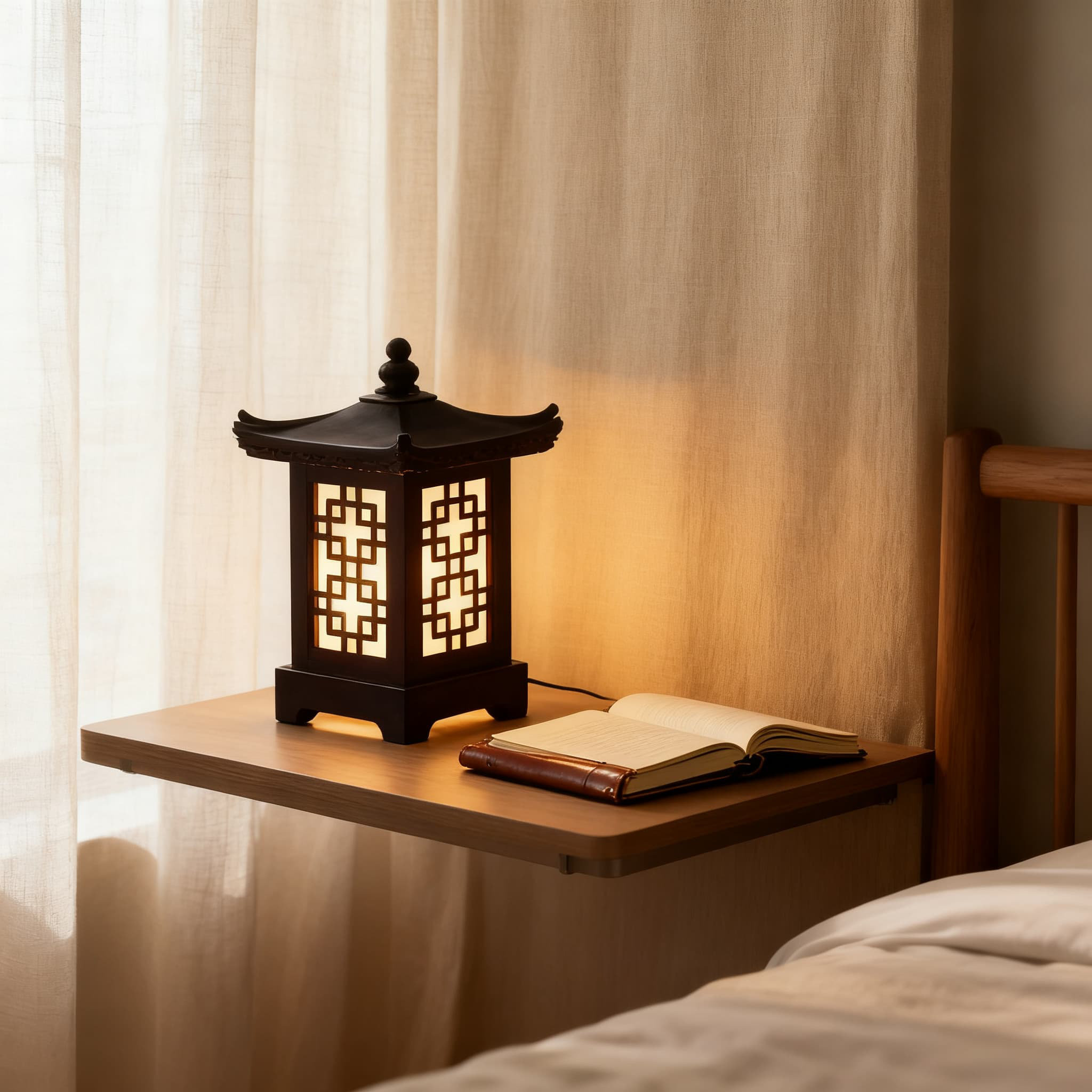 Bloomsbury Market Traditional Korean Wooden Table Lamp | Handmade Hanok ...