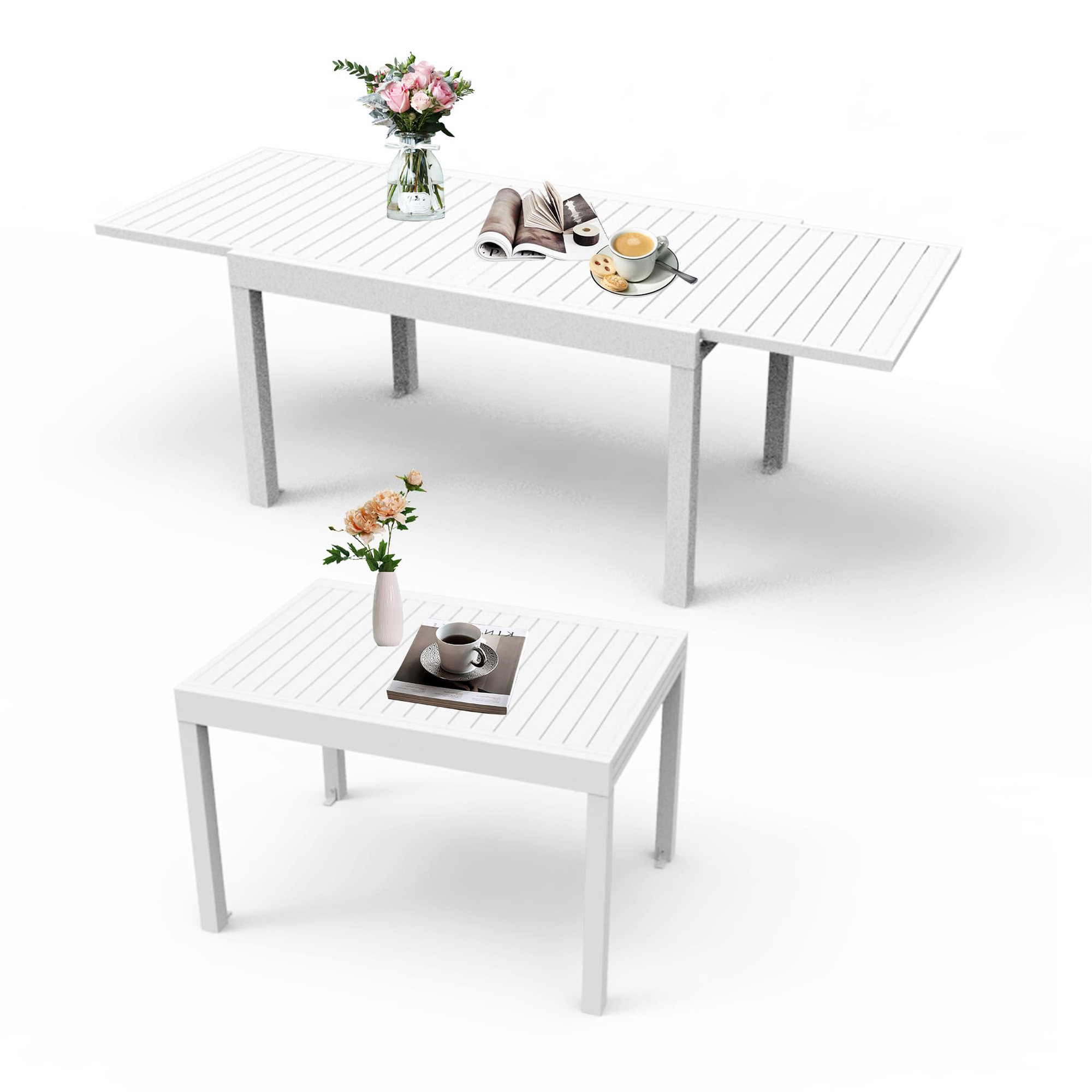 Latitude Run® Versatile Aluminum Patio Dining Table For Outdoor ...