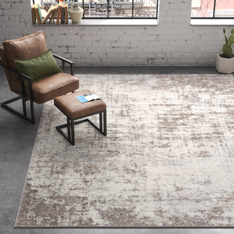 Steelside™ Haisley Abstract Brown/Light Grey And WhiteArea Rug ...