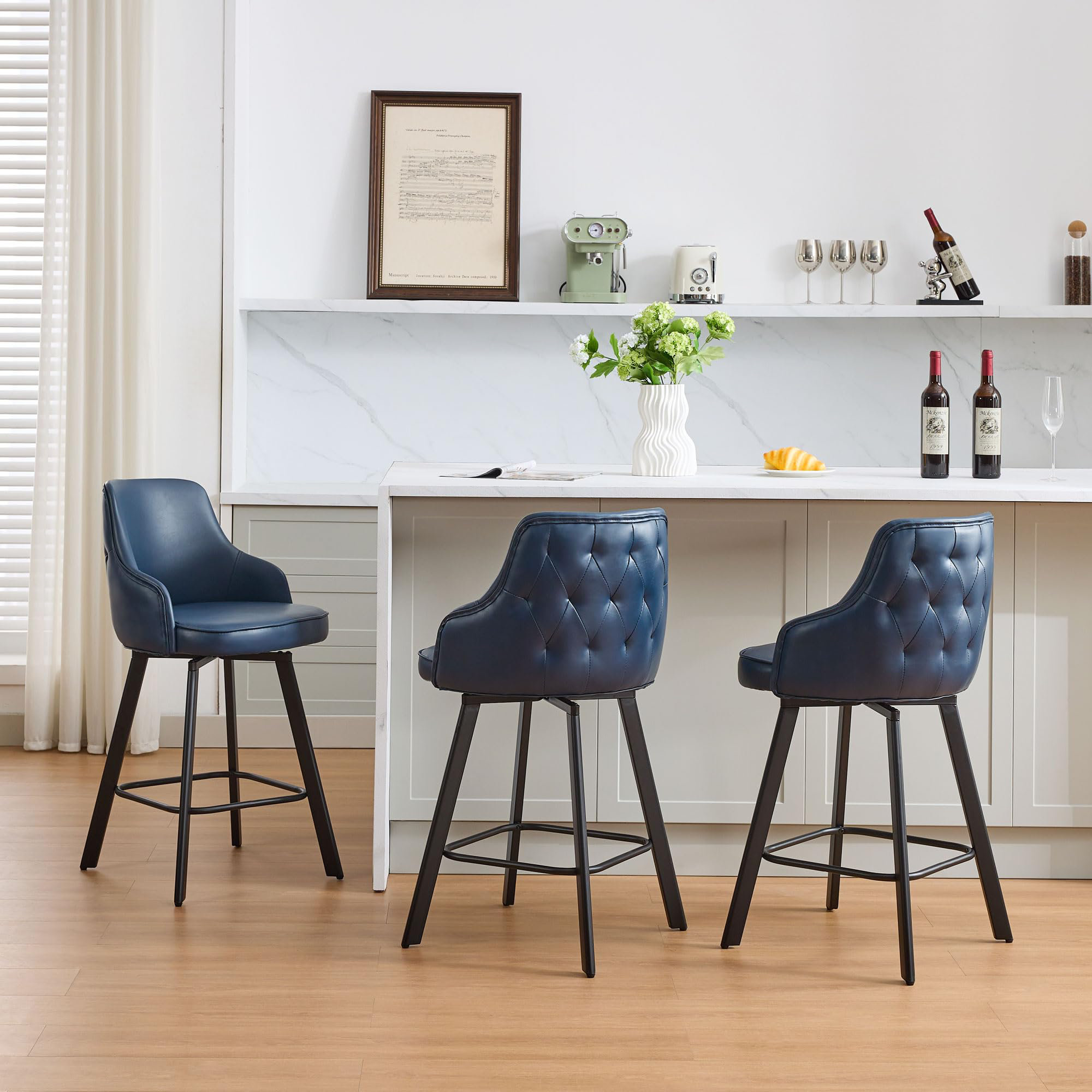 George Oliver Bar Stools Set of 2/3/4, 26/30" Swivel High Back Bar ...