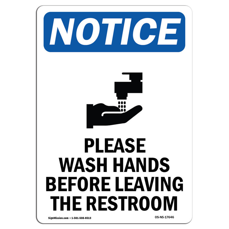SignMission Notice - Please Wash Hands Before Leaving Sign - Wayfair Canada