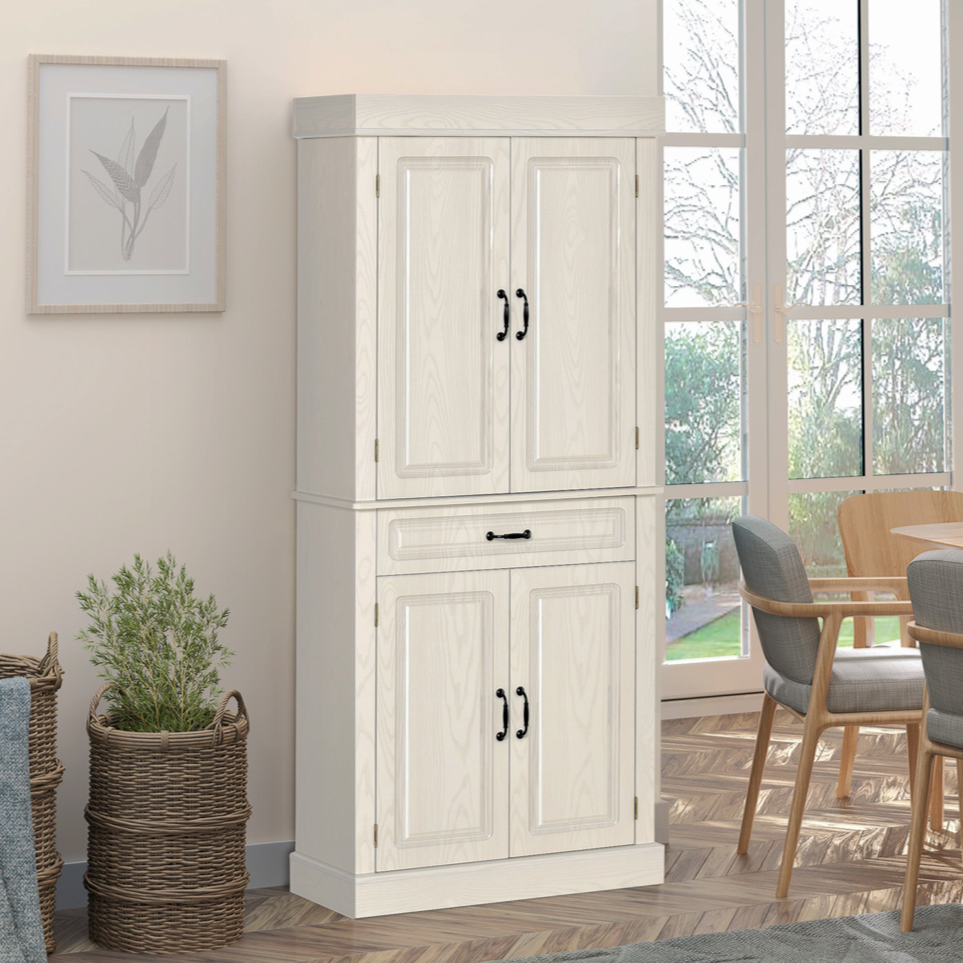 Red Barrel Studio® 71" Freestanding Kitchen Pantry With 4 Doors, And 2 ...