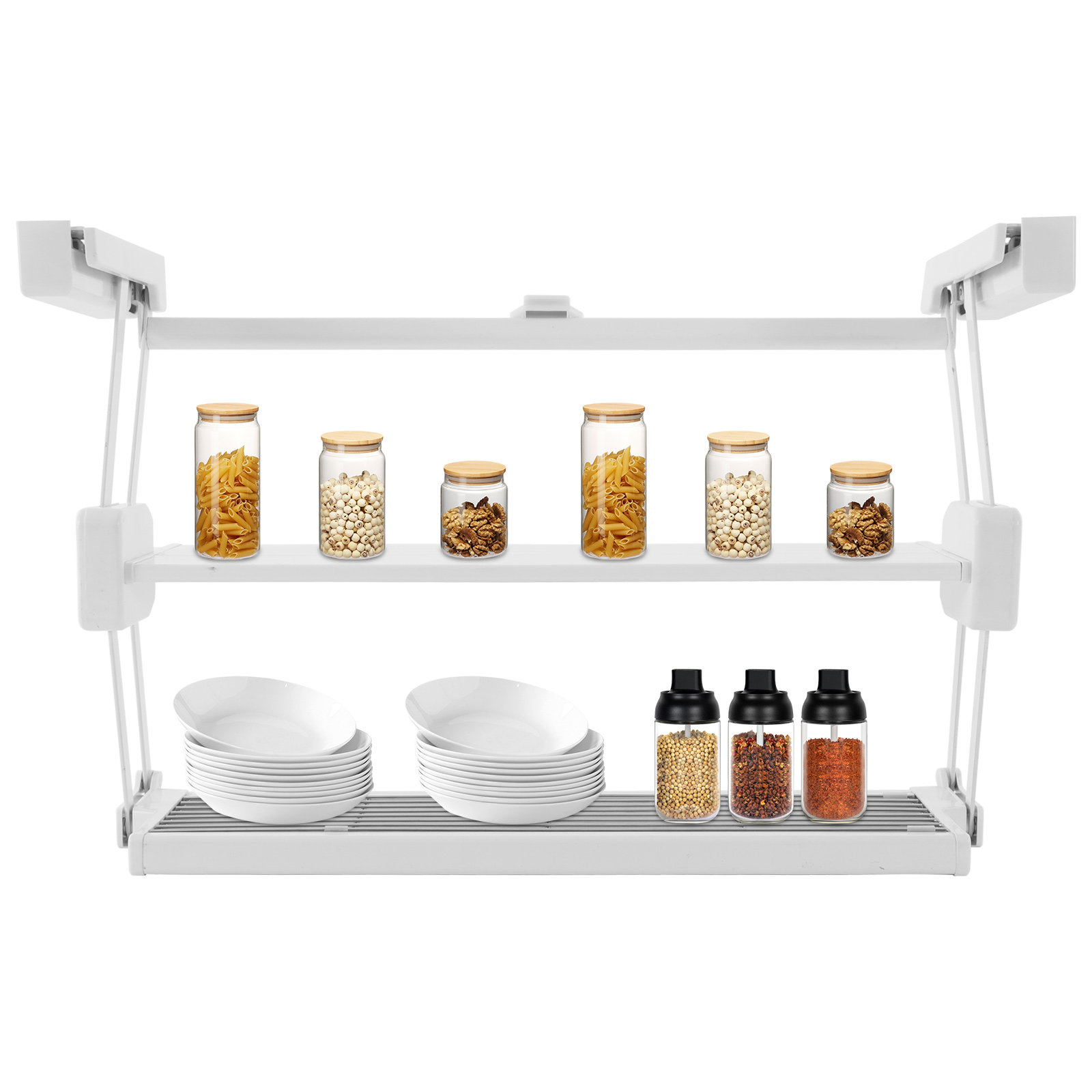 Prep & Savour Two Tier Pull-Down Kitchen Spice Rack Cabinet-Mounted ...