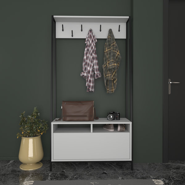 Wade Logan® Andreous Iron Hall Tree with Shoe Storage & Reviews | Wayfair