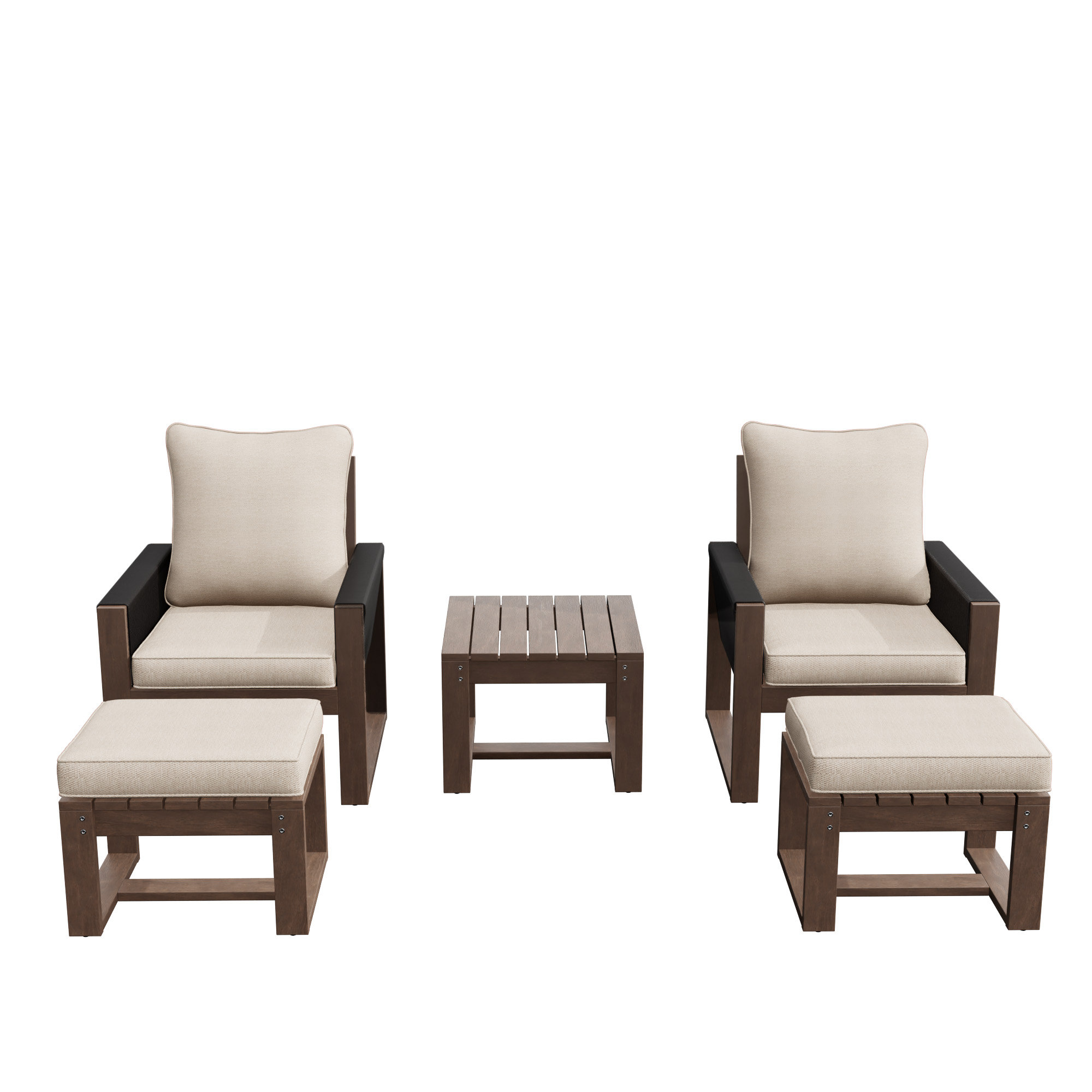 Latitude Run® 5 Pieces Wood Seating Set With Cushions | Wayfair