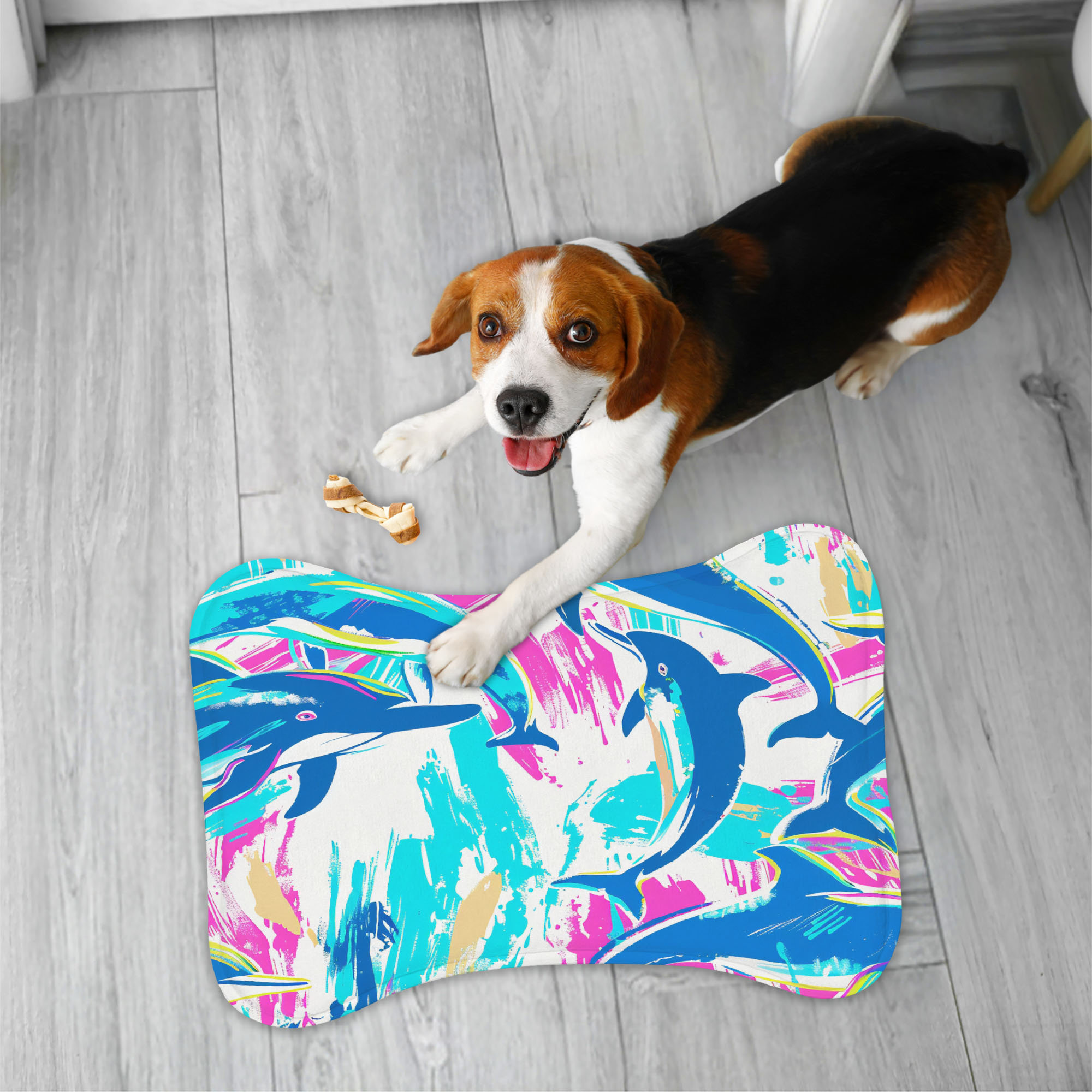 MentionedYou Preppy Ocean Motifs - 1 Piece Bone Shape Feeding Mat | Wayfair