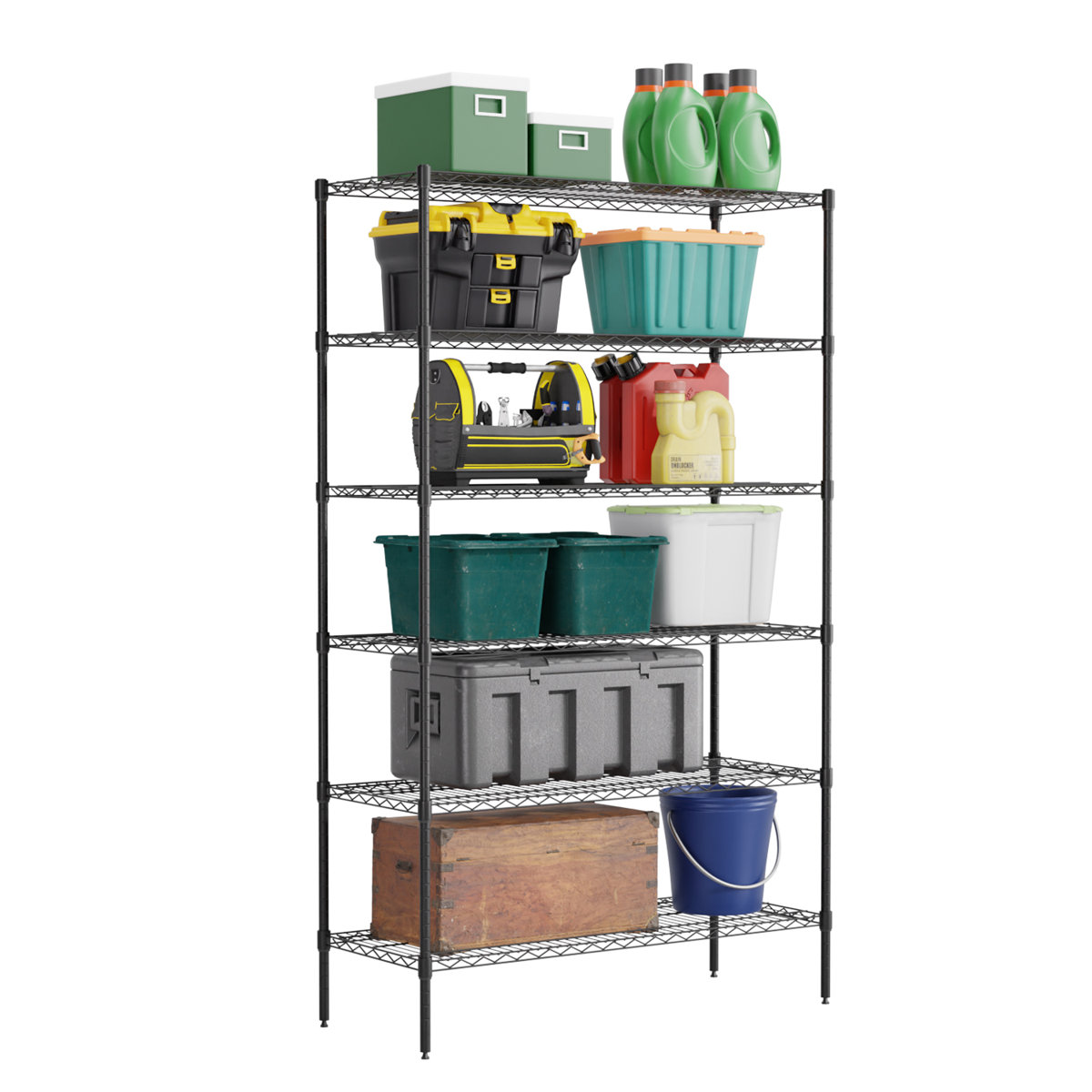 17 Stories Shelf 6-Tier Wire Shelving Metal Shelf Heavy Duty Metal ...