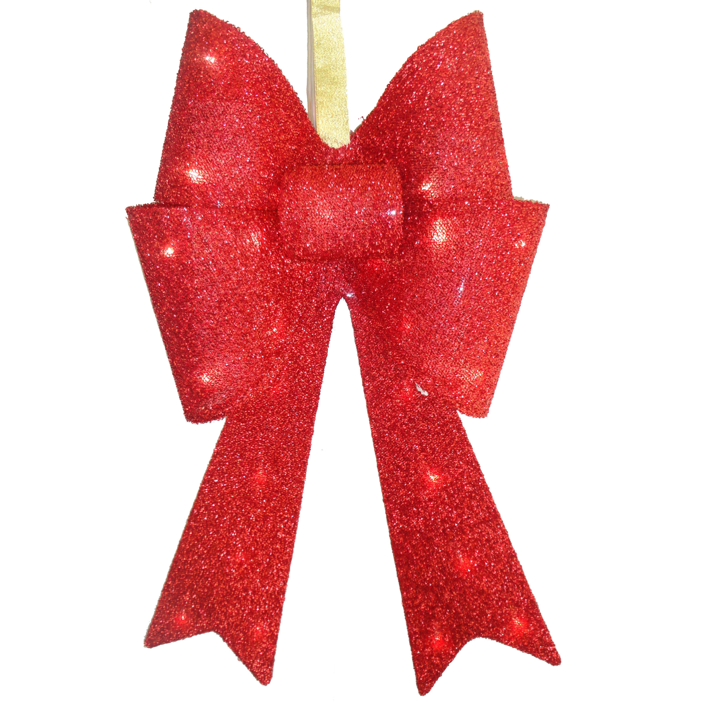 The Holiday Aisle® Pre-Lit 20" Fabric Bow with Battery Operated LED ...