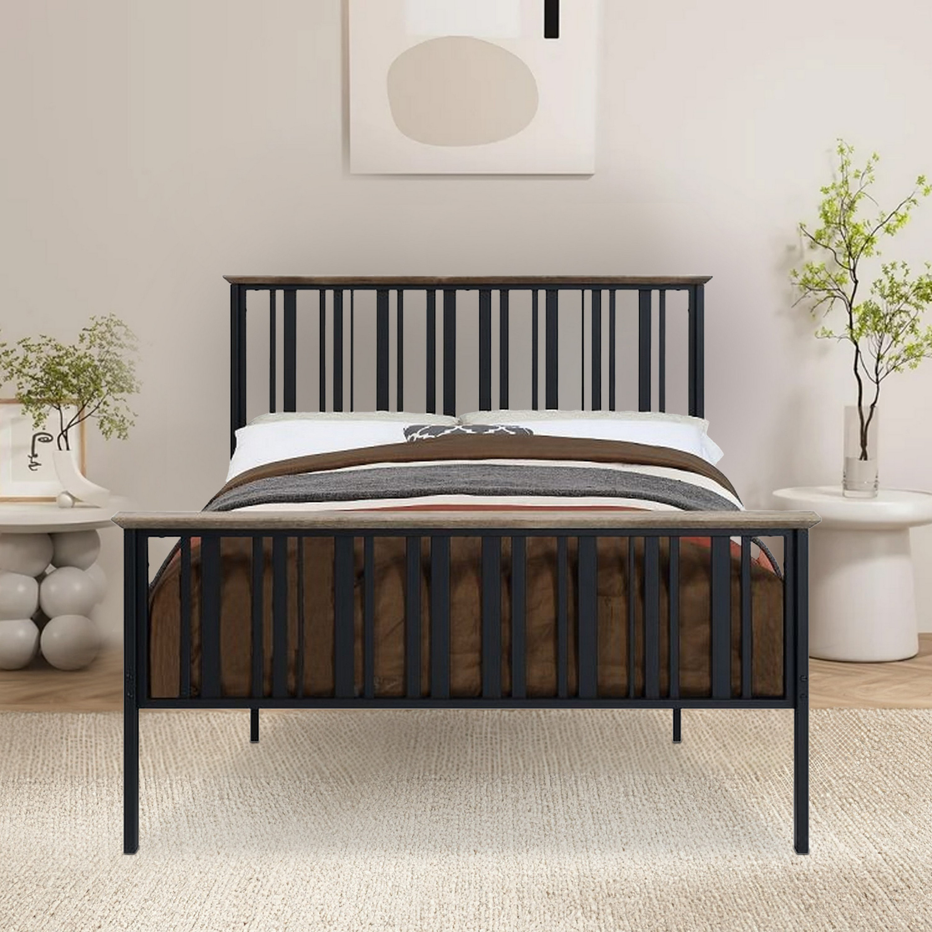 Latitude Run® Sebrena bed frame,platform bed with headboard | Wayfair