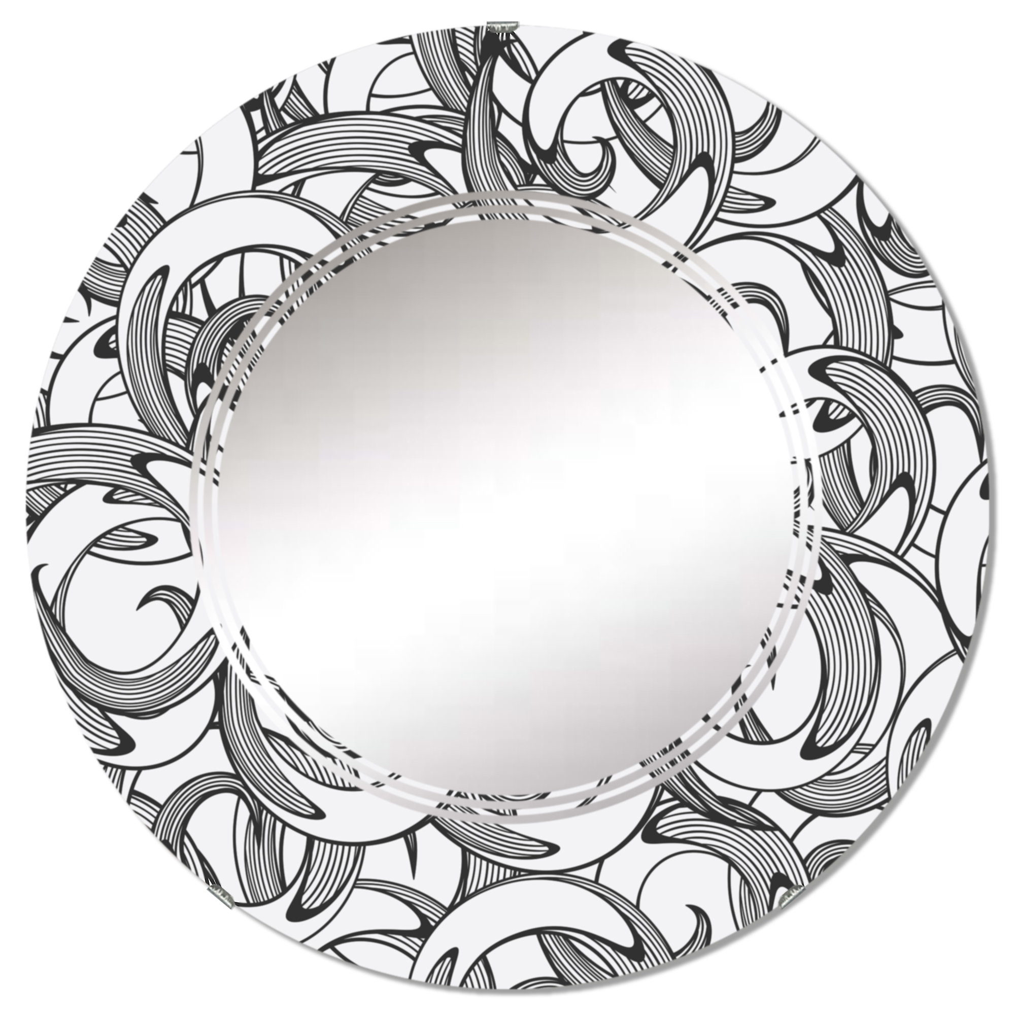East Urban Home Monochrome Shapes IV - Patterned Wall Mirror Round ...