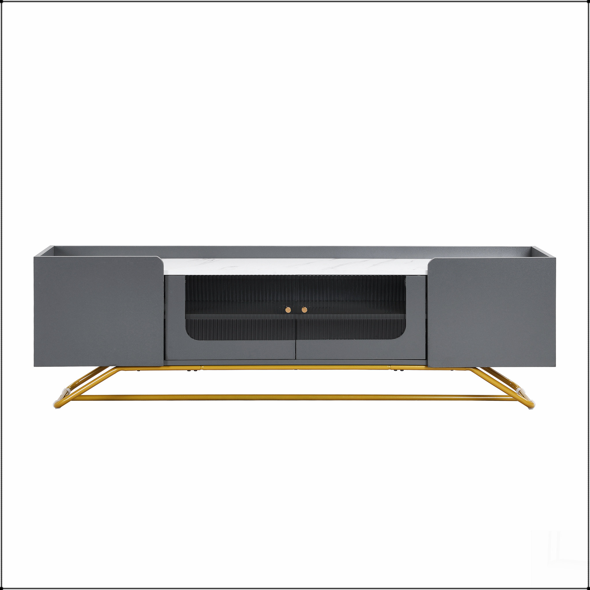 Mercer41 Sleek Design TV Stand with Fluted Glass, Contemporary ...