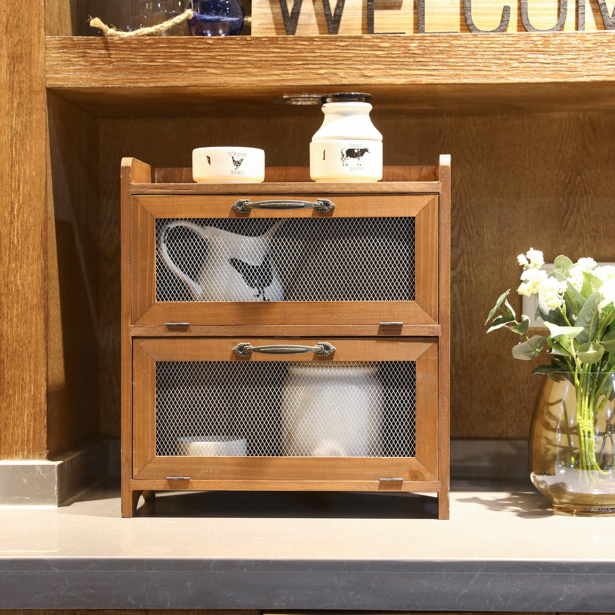 Lark Manor 2 Tiered Storage Cabinet, Countertop Cabinet, Wood Organizer ...