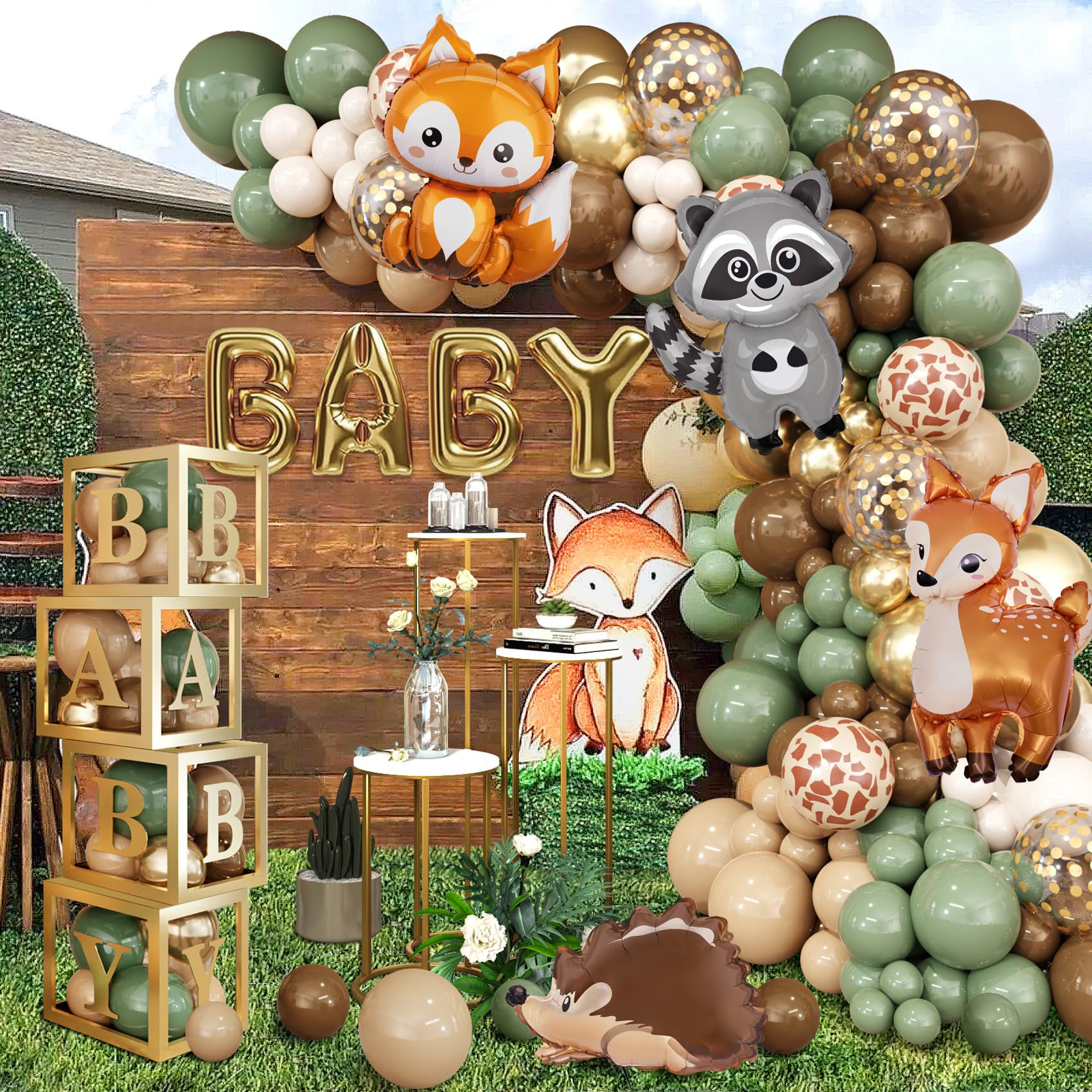 Zeki Shoggy 137Pcs Woodland Animals Baby Shower Decoration Baby Boxes ...