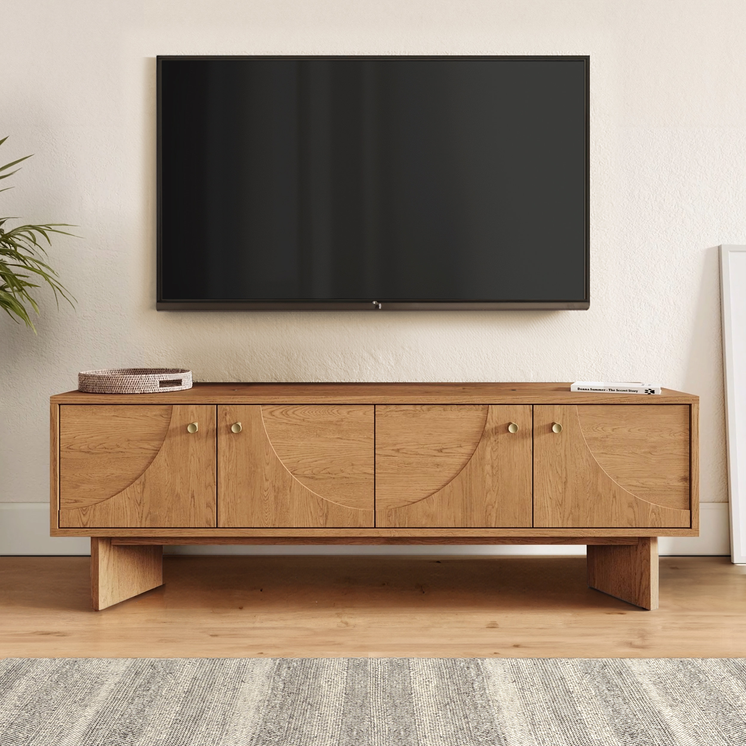 Corrigan Studio® Corrigan Studio Oak Wood Malyun TV Stand for TVs up to ...