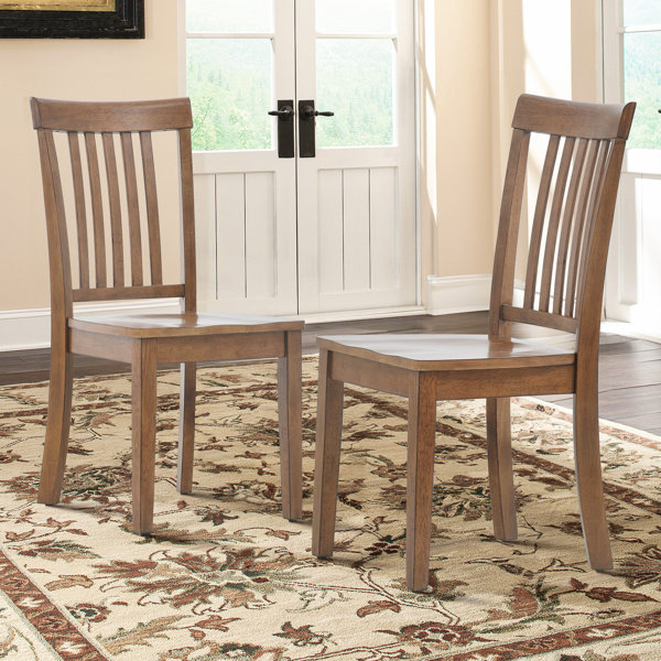 Red Barrel Studio® Tanvier Slatted Back Dining Chair Solid Wood Side ...