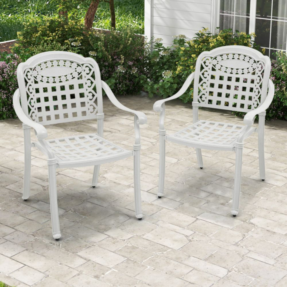 Astoria Grand Cast Aluminum Patio Chairs Set Of 2 With Armrests | Wayfair