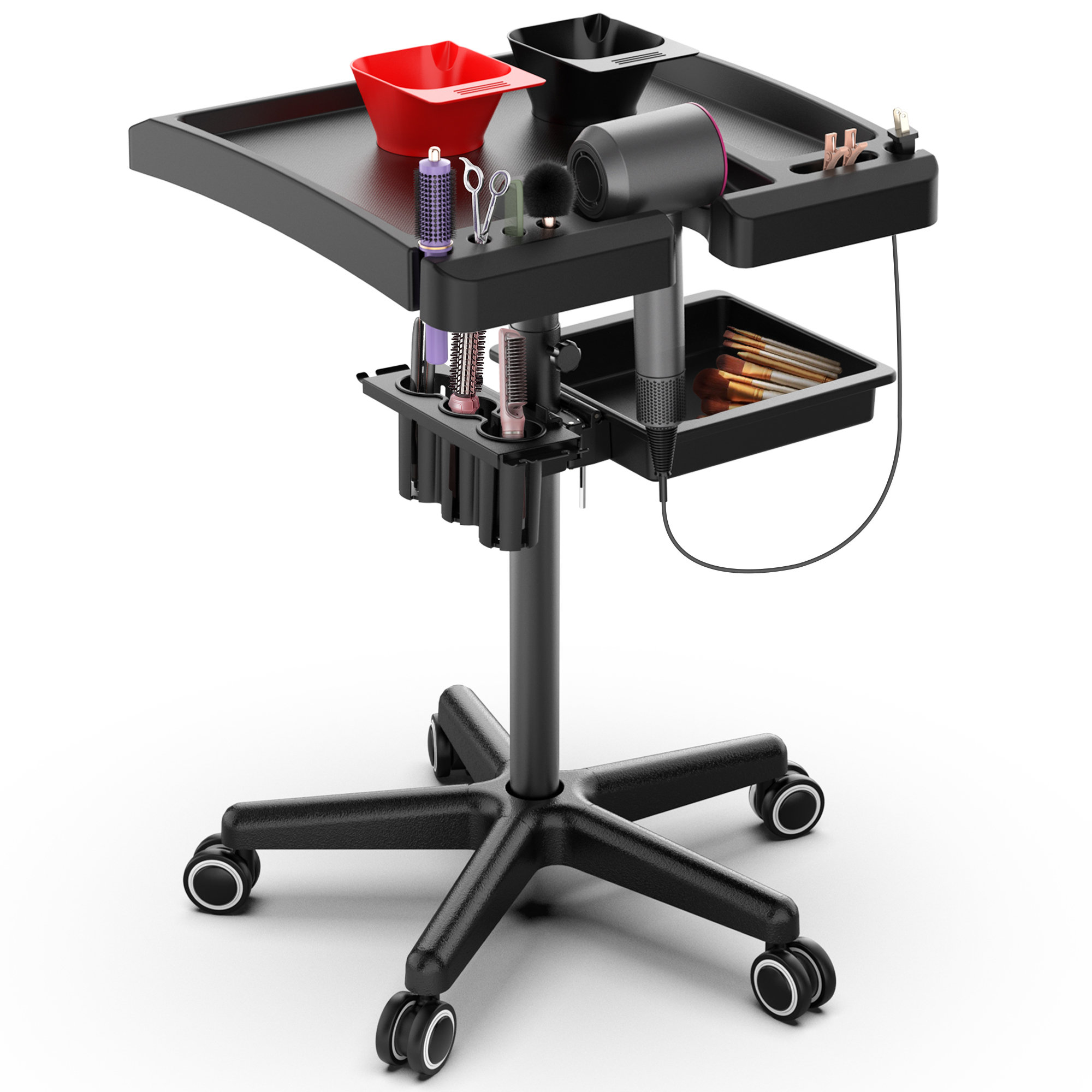 TASALON 38'' H Two-tier Adjustable Salon Trolley Utility Cart On Wheels ...