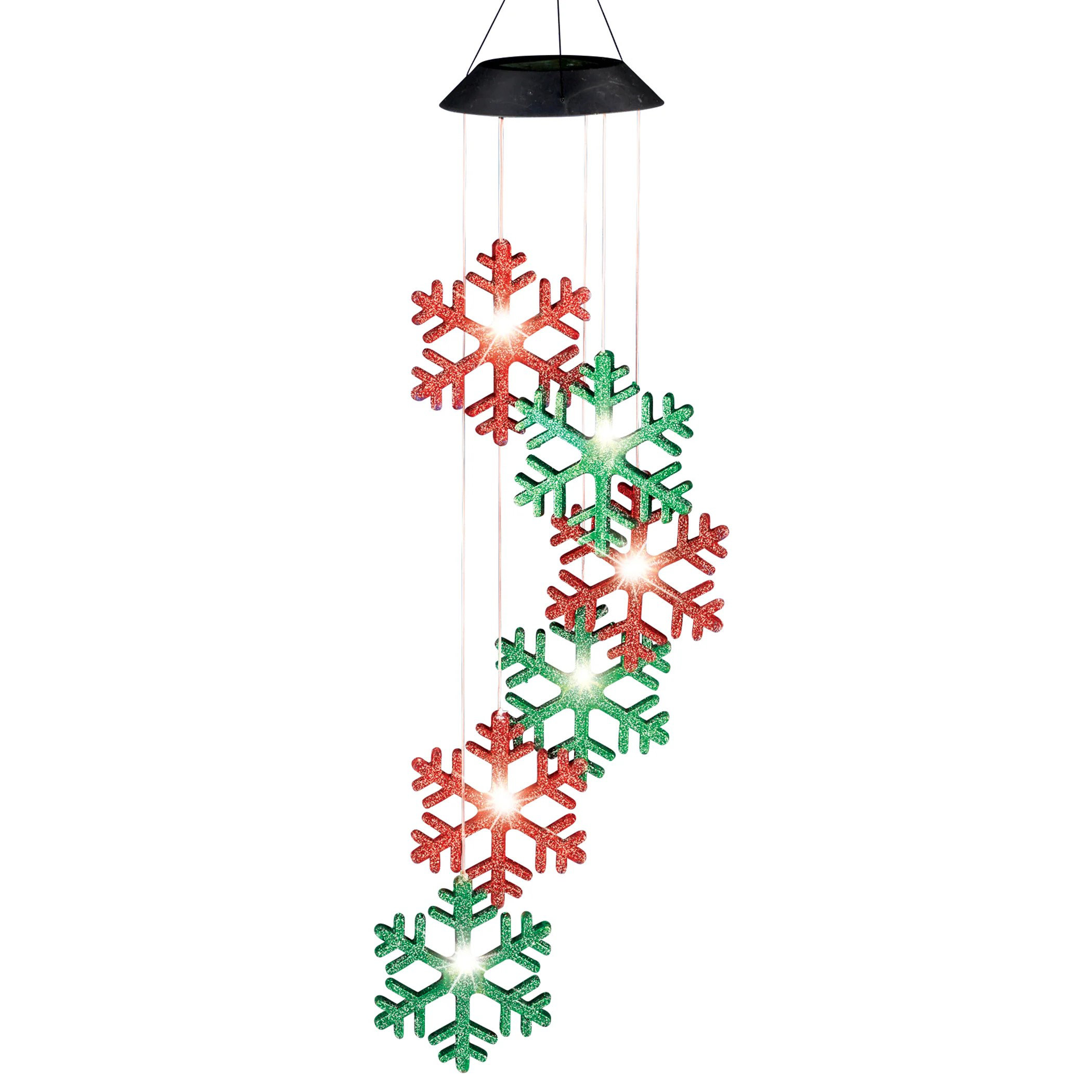 The Holiday Aisle® Solar Powered Holiday Snowflake Garden Mobile | Wayfair