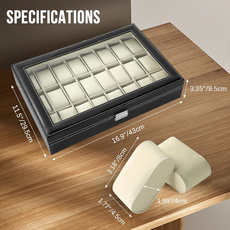Hokku Designs 24 Slots Watch Box,Watch Case Display Organizer | Wayfair