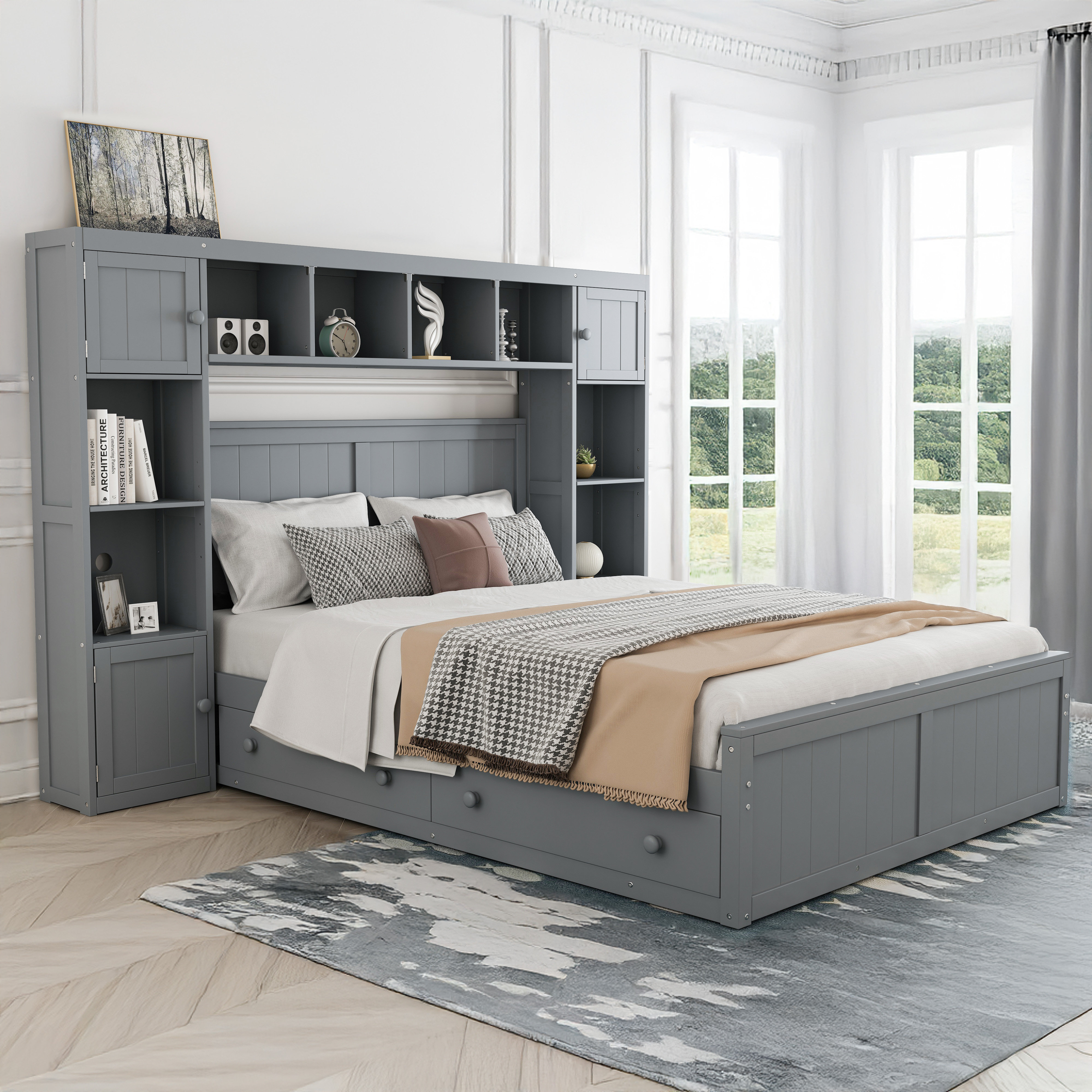 Red Barrel Studio® Elegant And Functional Full Size Wood Bed With 4 ...