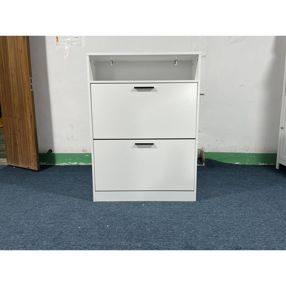 Latitude Run® Shoe Storage Cabinet With 2 Flip Drawers, Sturdy Wood ...