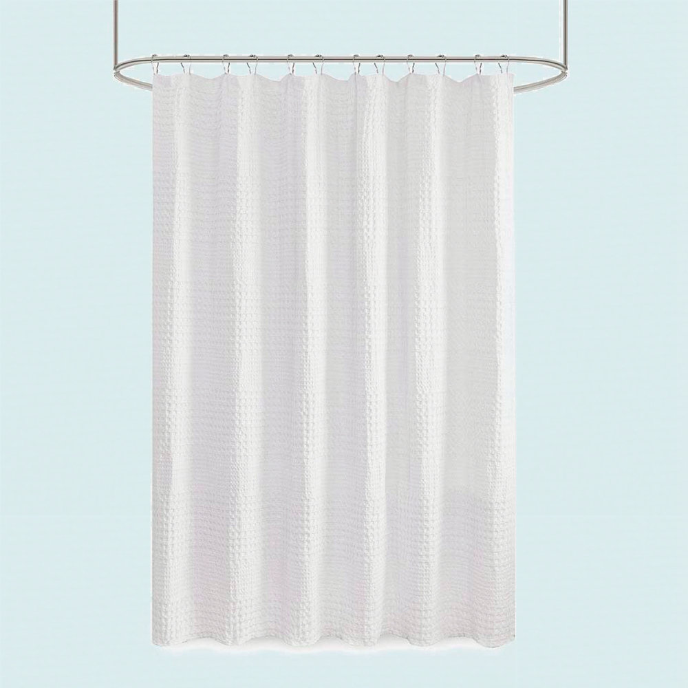 Ebern Designs Super Waffle Textured Solid Shower Curtain | Wayfair