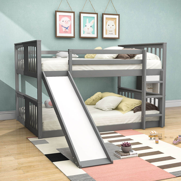 Harriet Bee Full Over Full Wooden Standard Bunk Bed with Slide ...