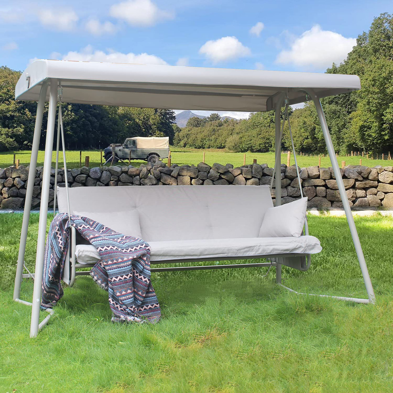 Arlmont & Co. 3 To 4 Person Outdoor Patio Swing Chair, 2-In-1 ...