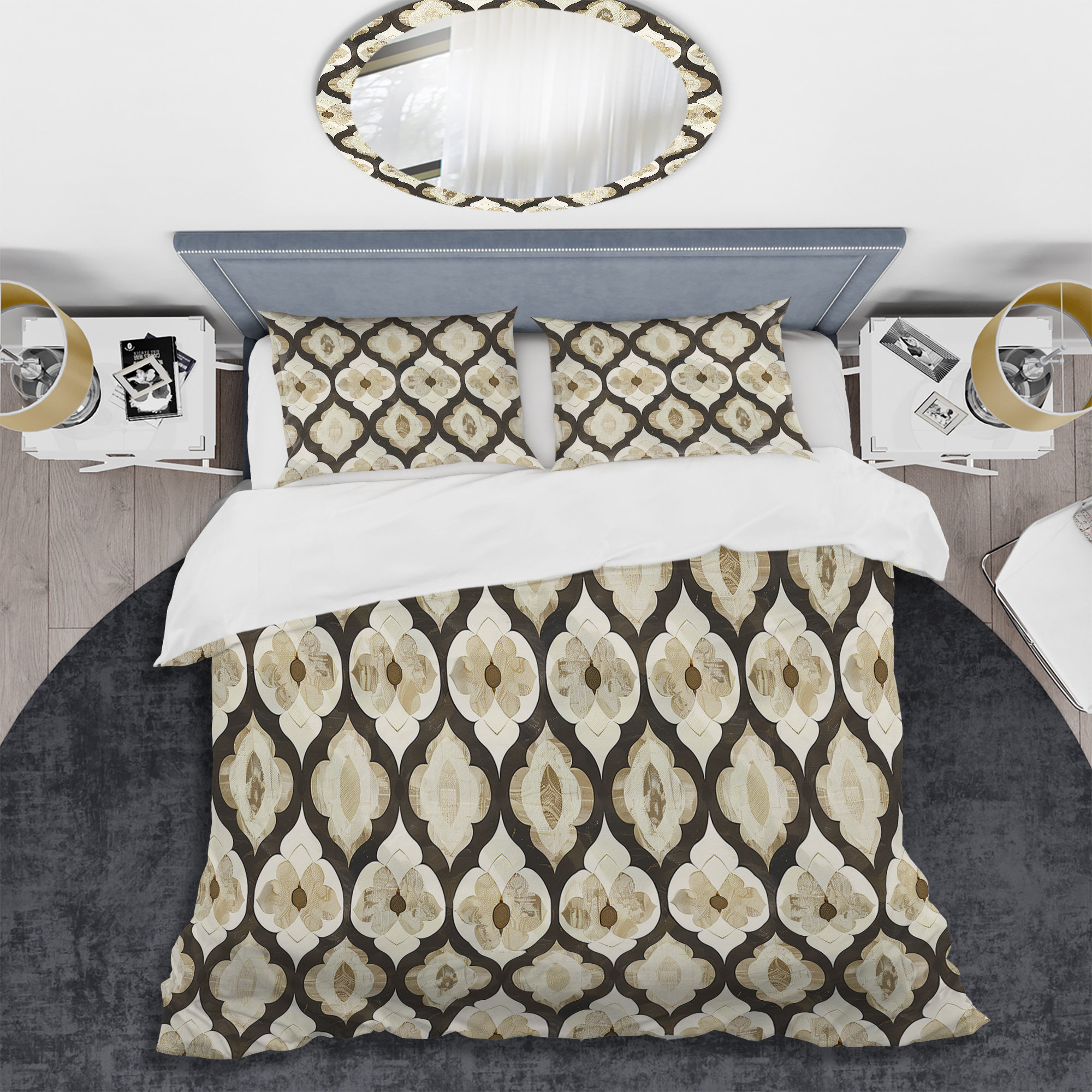 Design Art Beige Modern Trellis VII - Modern Duvet Cover Set - Wayfair ...