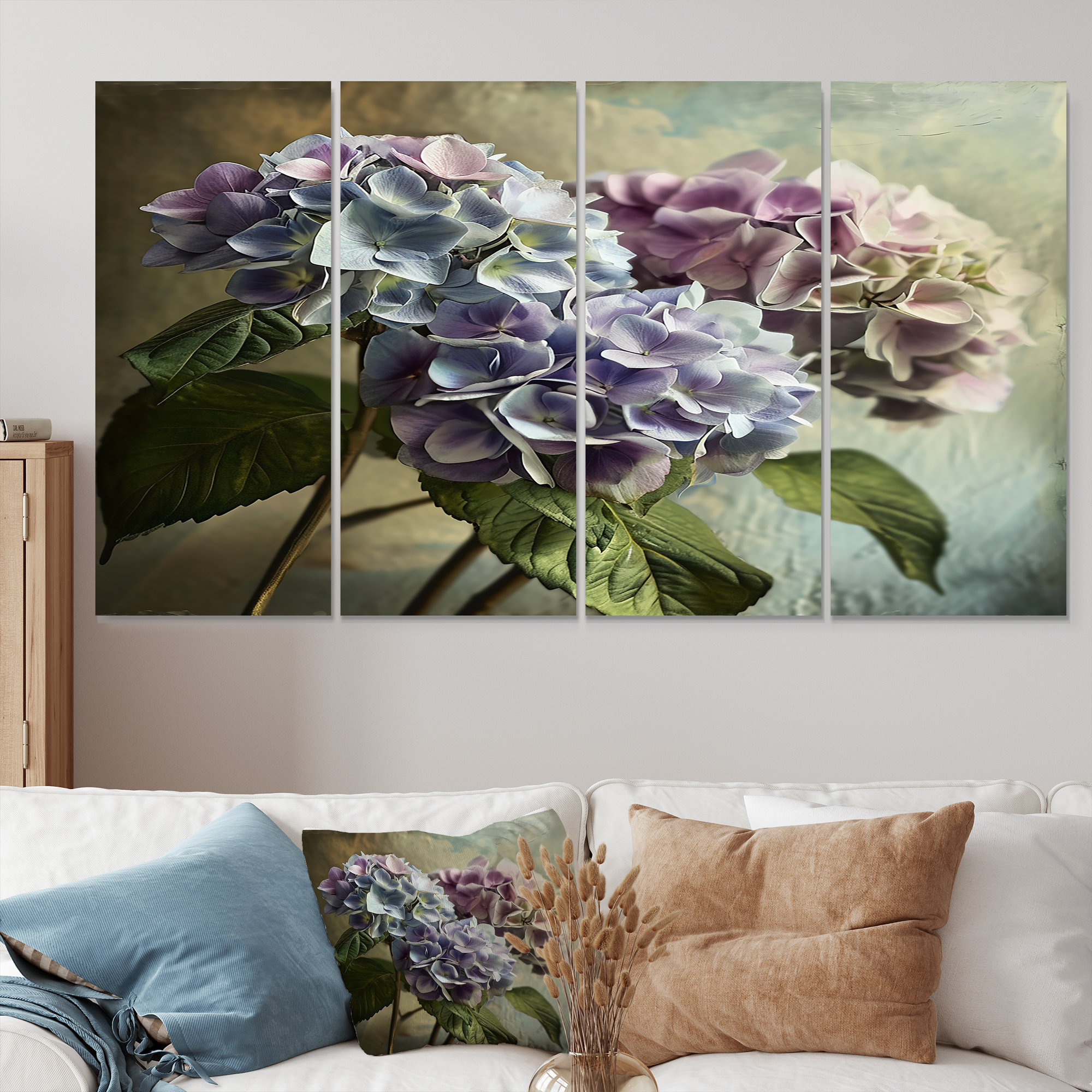 Winston Porter Purple Hydrangea Retro Flowers - Hydrangea Wall Art For ...