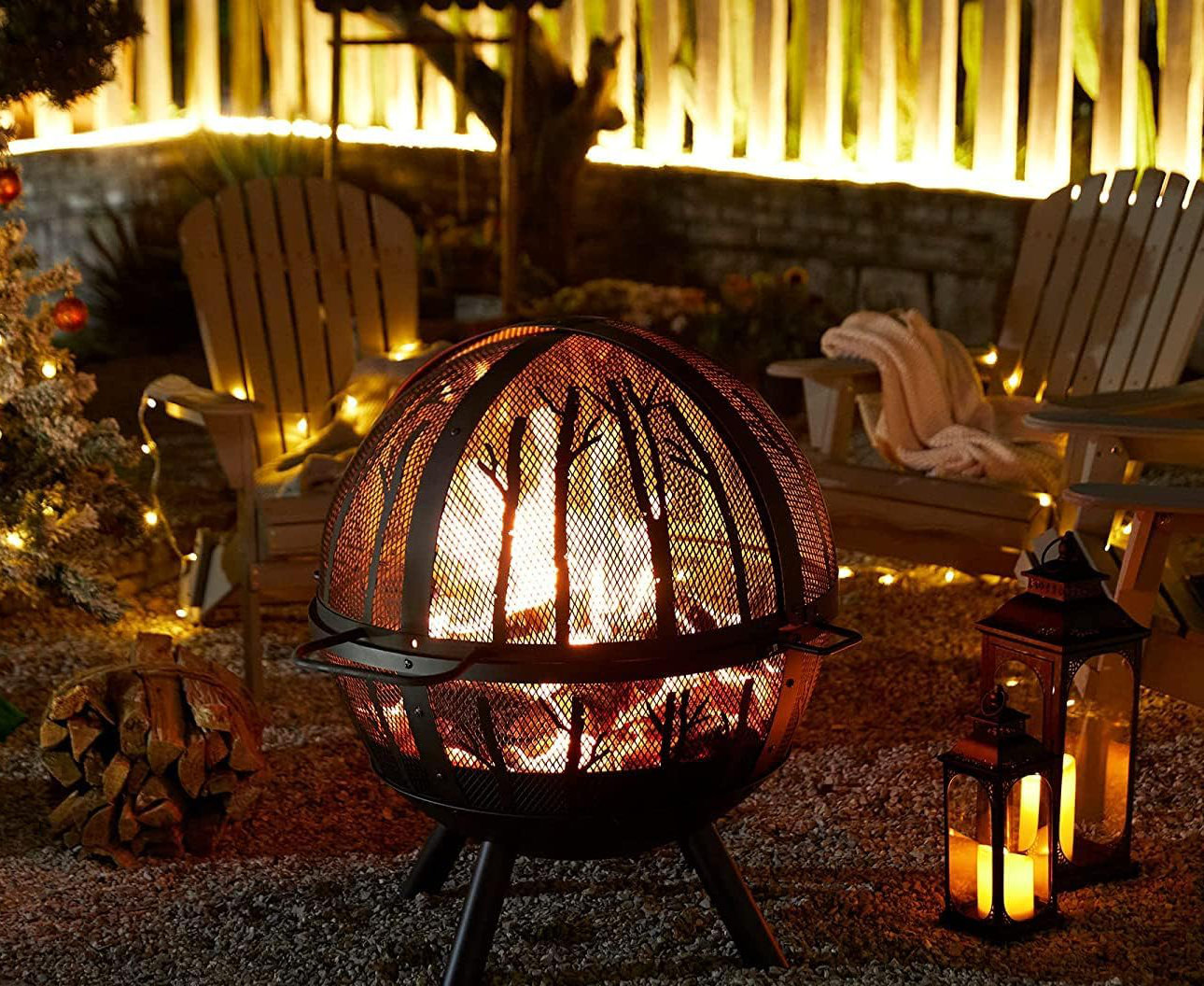 Wade Logan® Begie 35" H Sphere Wood Burning Outdoor Fire Pit with Grill ...