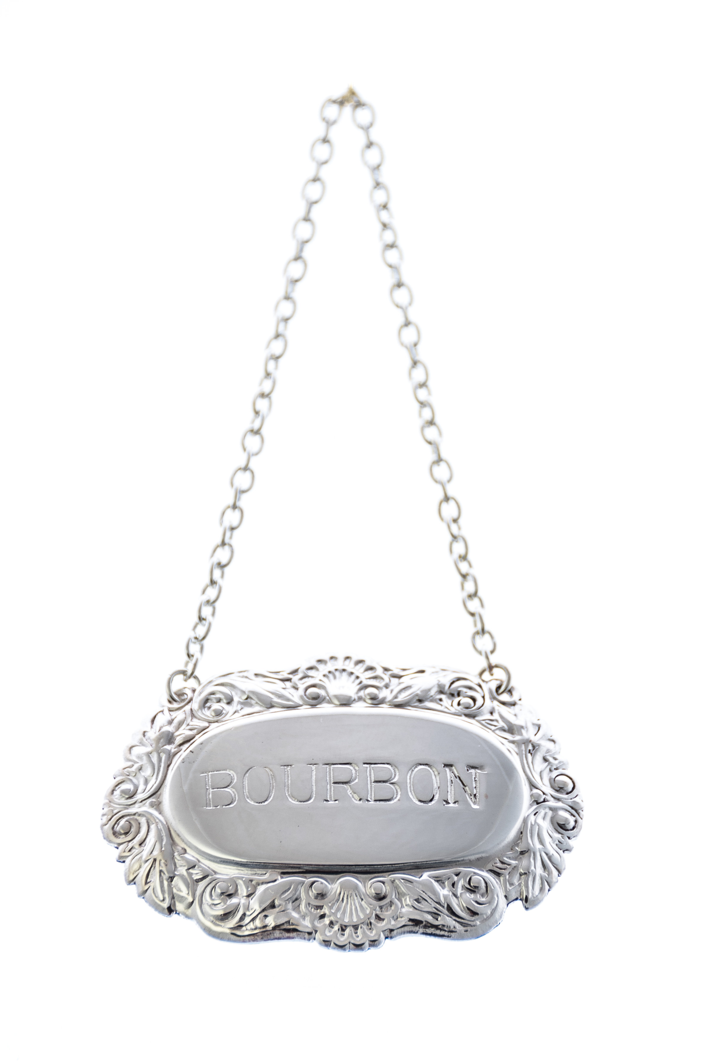 Corbell Silver Company Decanter Label- Bourbon Shell And Scroll ...