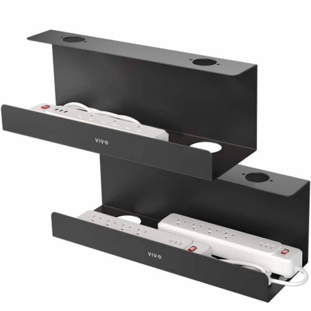 Ebern Designs Vivo Black Extra Deep Under Desk Cable Management Trays ...