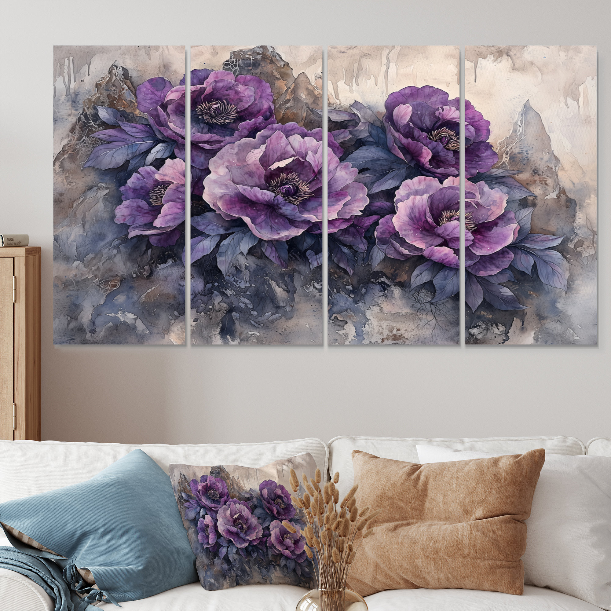 Red Barrel Studio® Lavender Peonies On The Rocky Slope I - Wall Art ...