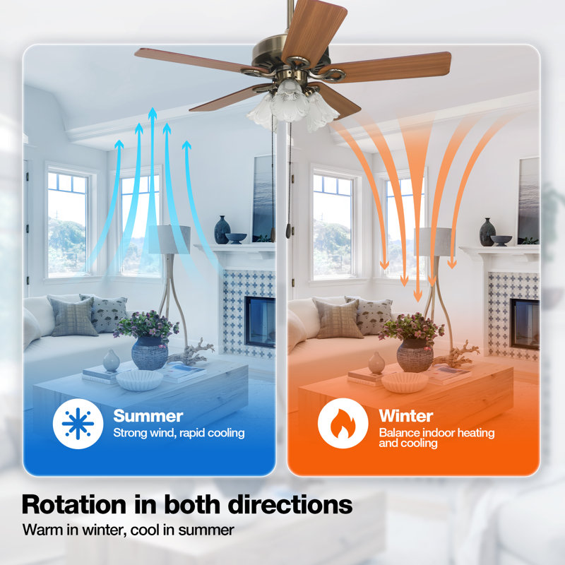 Winston Porter 42 Inch Classical Ceiling Fans With Lights | Wayfair
