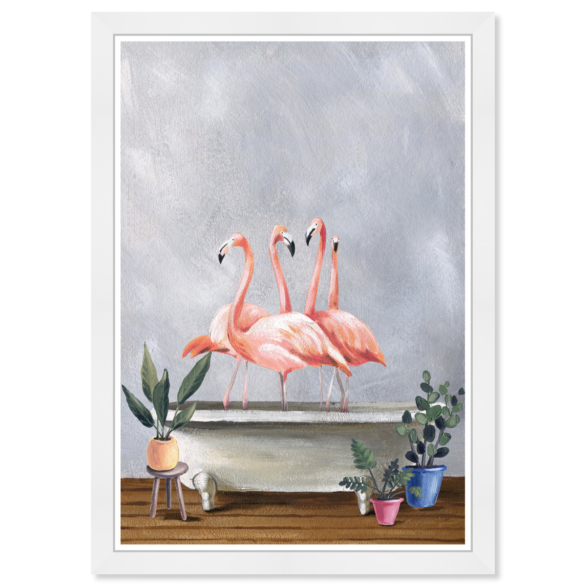 Bay Isle Home™ Animals Flamingo Bath Modern Pink Paper Wall Art Print ...