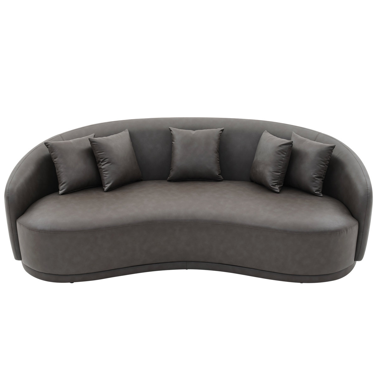 Orren Ellis 91'' Faux Leather Gray Curved Sofa & Reviews | Wayfair