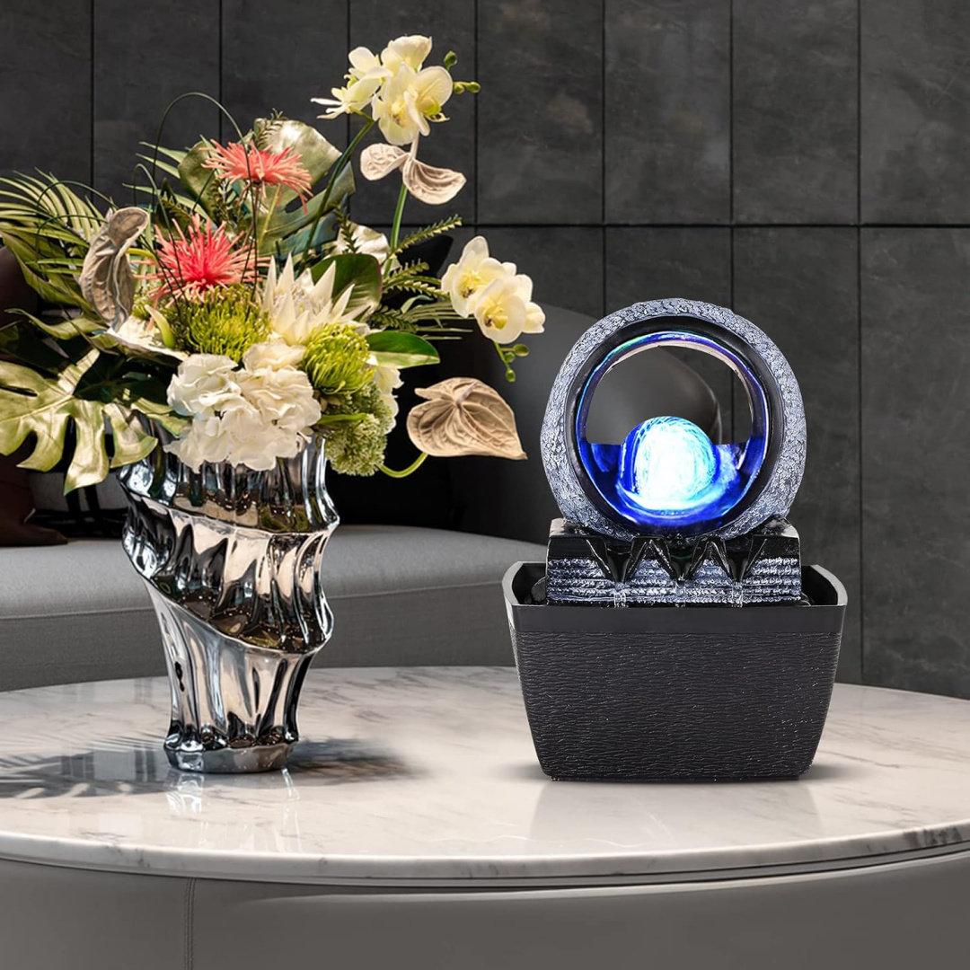 Ebern Designs Indoor Fountain Tabletop Fountain Mini Waterfall ...