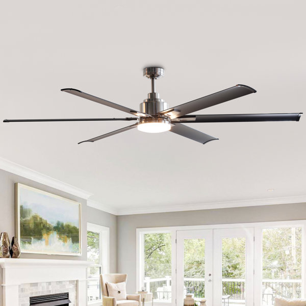 FlintGarden 72" Aluminum 6-Blade Large LED Windmill Ceiling Fan With ...