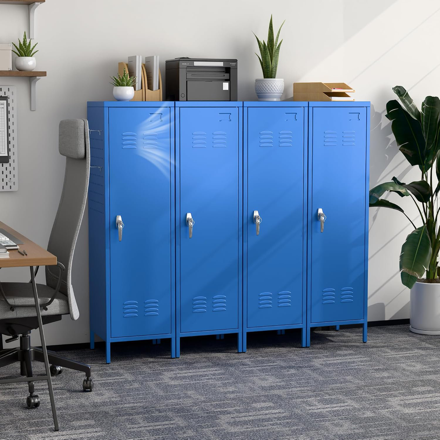 GangMei Metal Storage Lockers With Handle Lock And 2 Adjustable Shelves ...