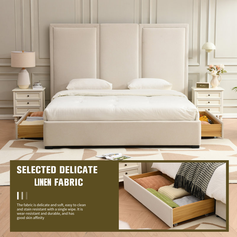 Ebern Designs Morghen Upholstered Platform Bed With Extra High ...