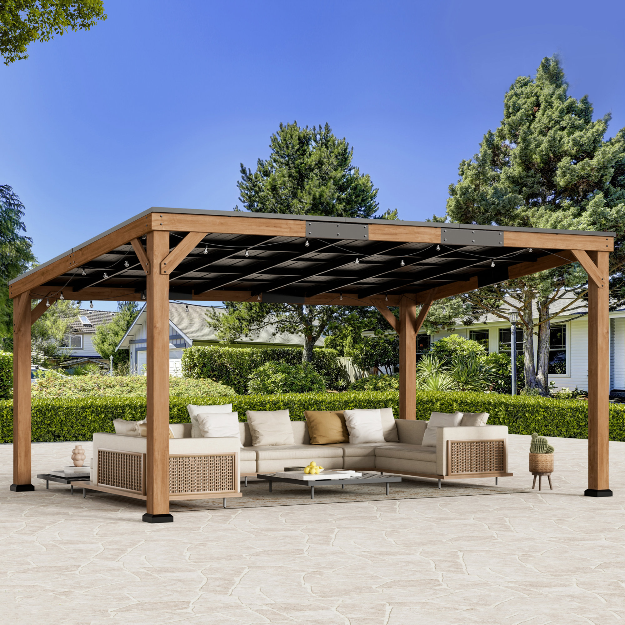 MODERN SHADE OUTDOOR LIVING SPACES Supreme Premium Cedar Wood Hardtop ...
