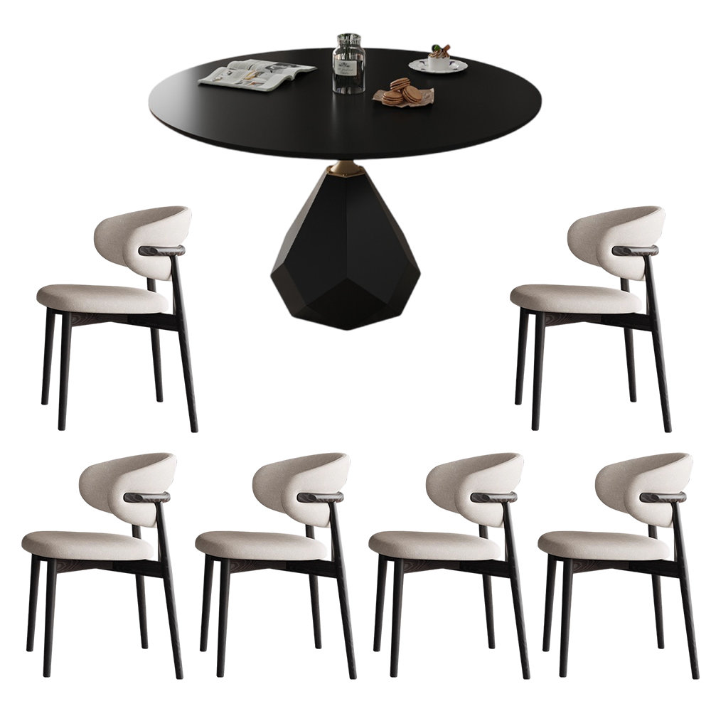 Elamer Italian style luxury round dining table set - Wayfair Canada