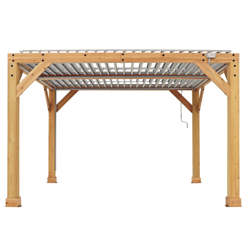 Yardistry 10' x 12' Meridian Louvered Pergola Premium Cedar Wood ...