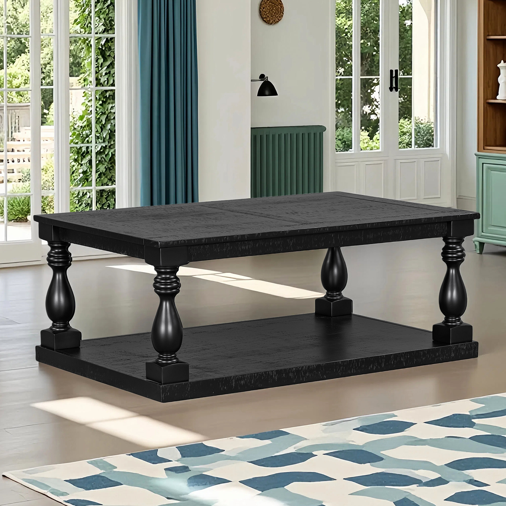 Alcott Hill® U_style Retro Coffee Table, Artistic Vase Column Legs ...