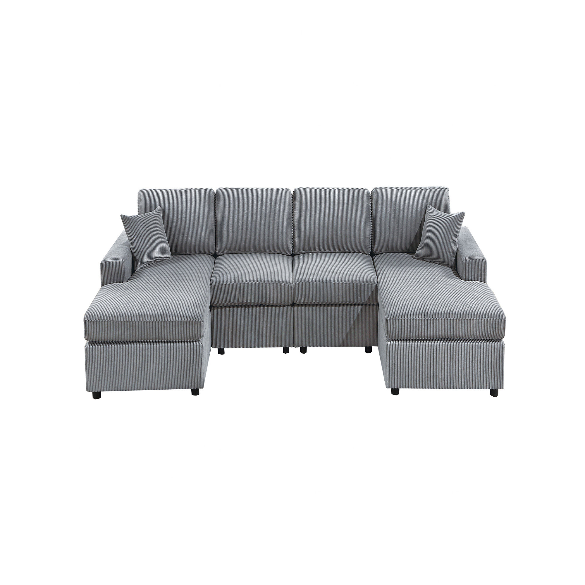 Latitude Run® Modern Fog Color 2pc Sectional Set Corduroy Couch LAF And ...