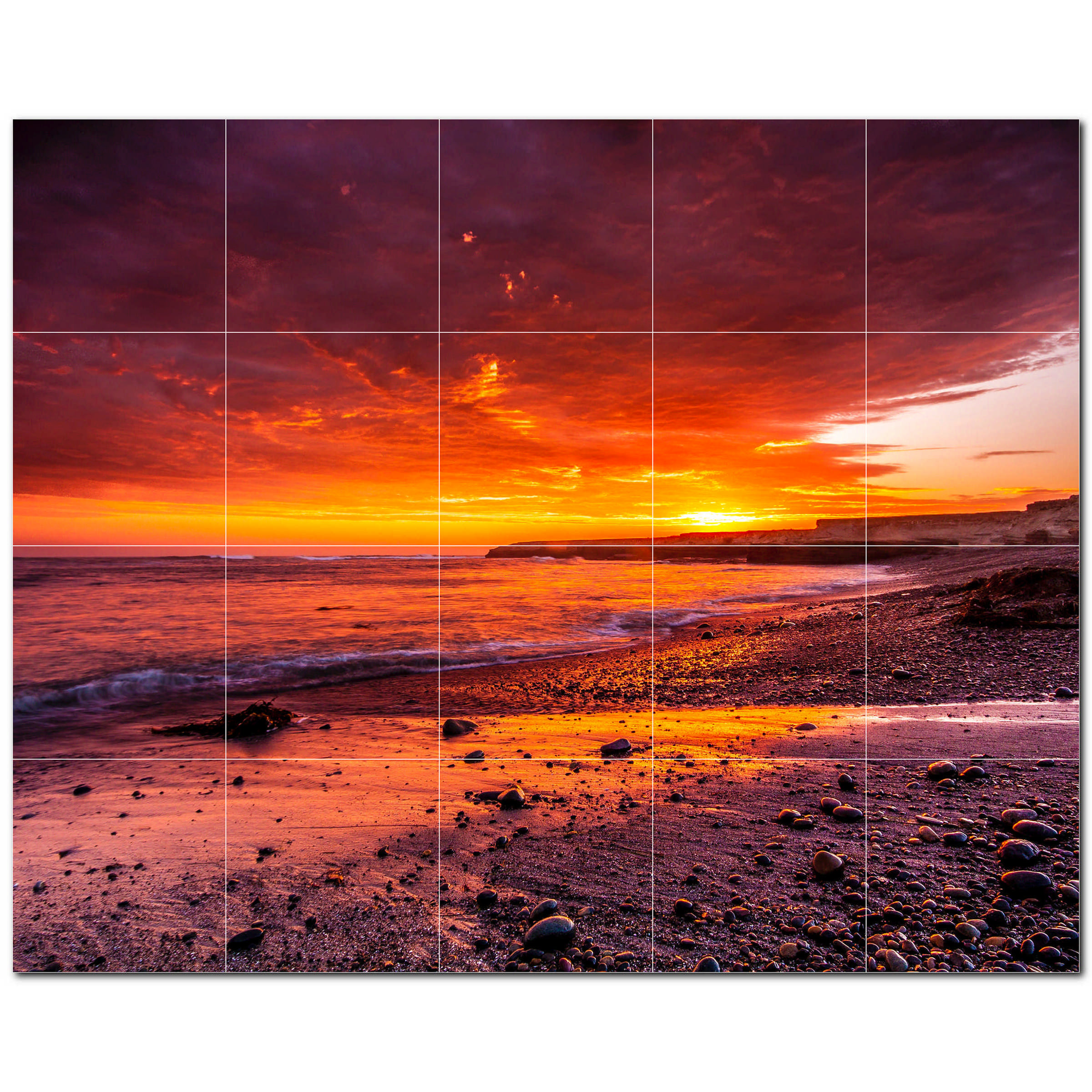 Picture-Tiles.com 21.25" x 17" Ceramic Sunset Photo Decorative Mural ...